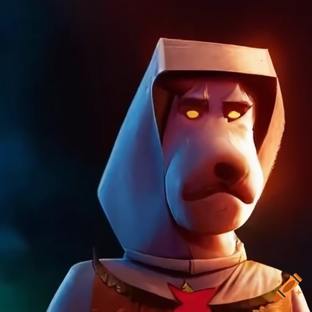 Scooby doo dressed as a templar on the moon on Craiyon