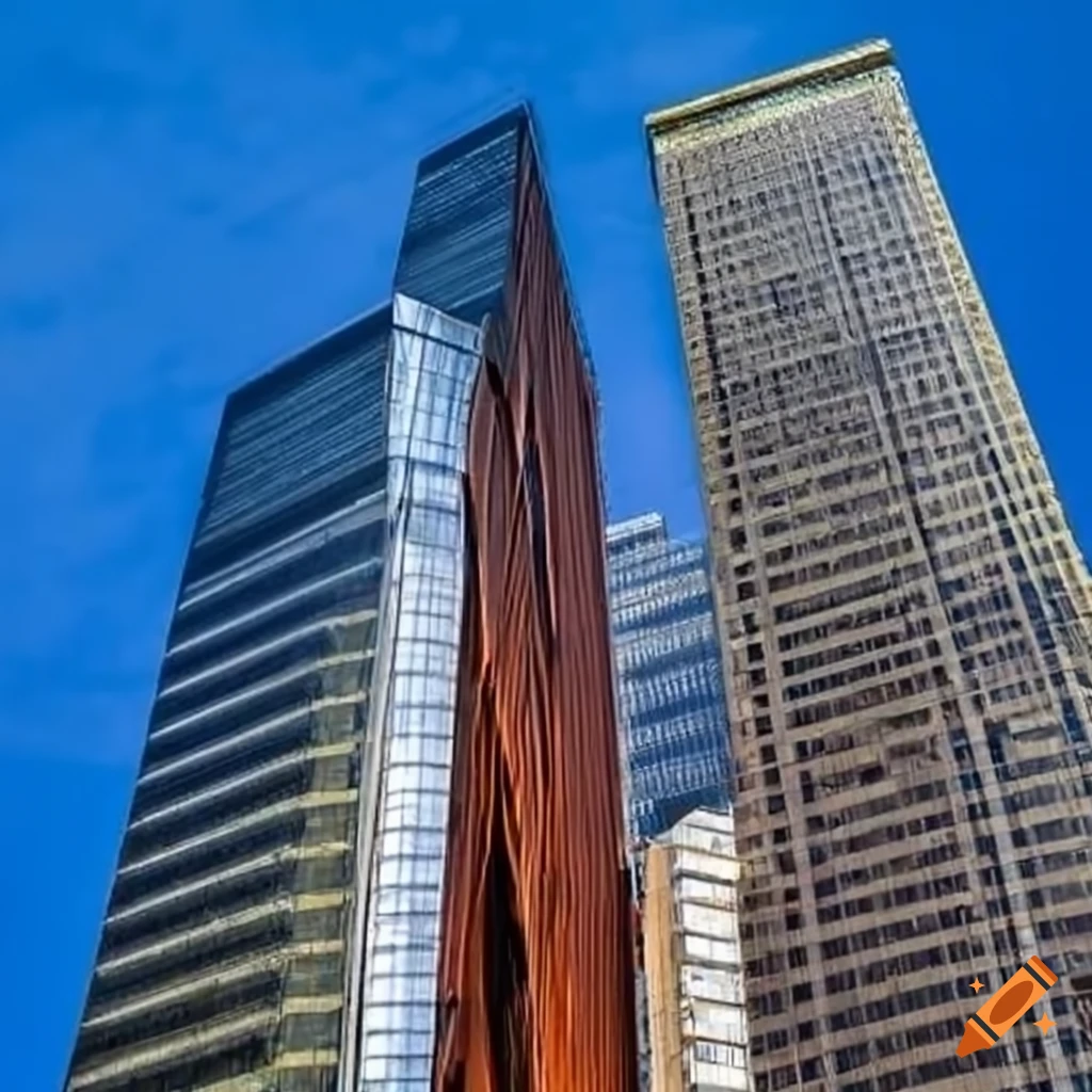 Copper-colored skyscraper with glass windows