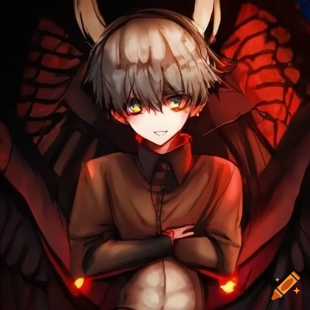 Anime boy representing mothman on Craiyon