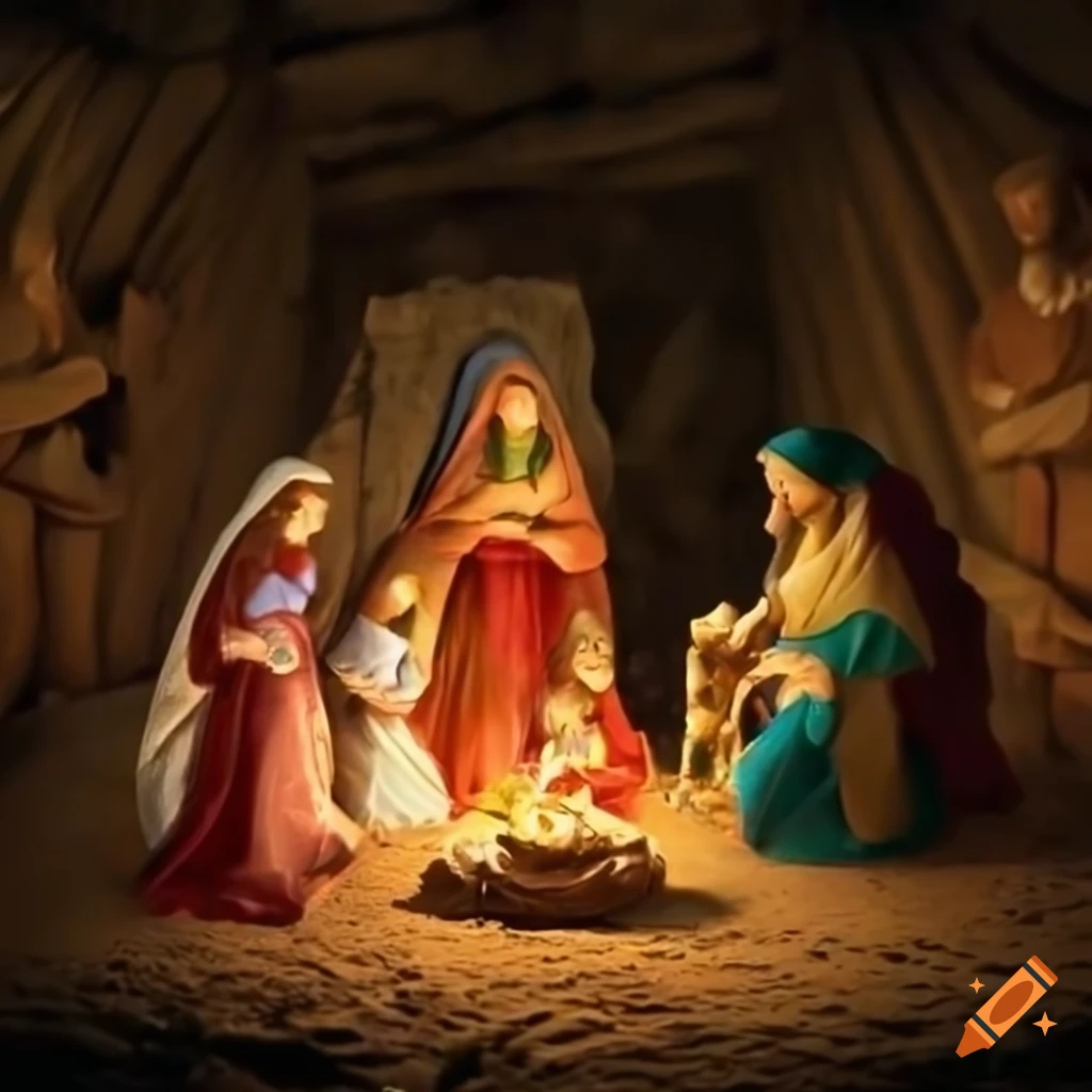 Praying nativity scene on Craiyon