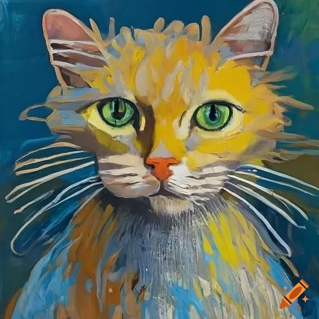 Paul gauguin's golden curly cat oil painting on Craiyon