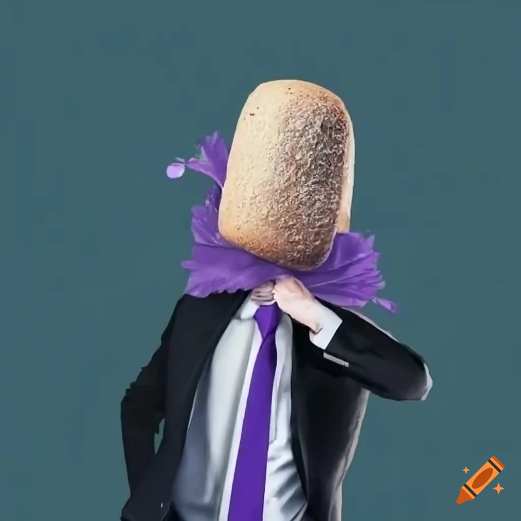 Surreal artwork of a person with a bread head on Craiyon
