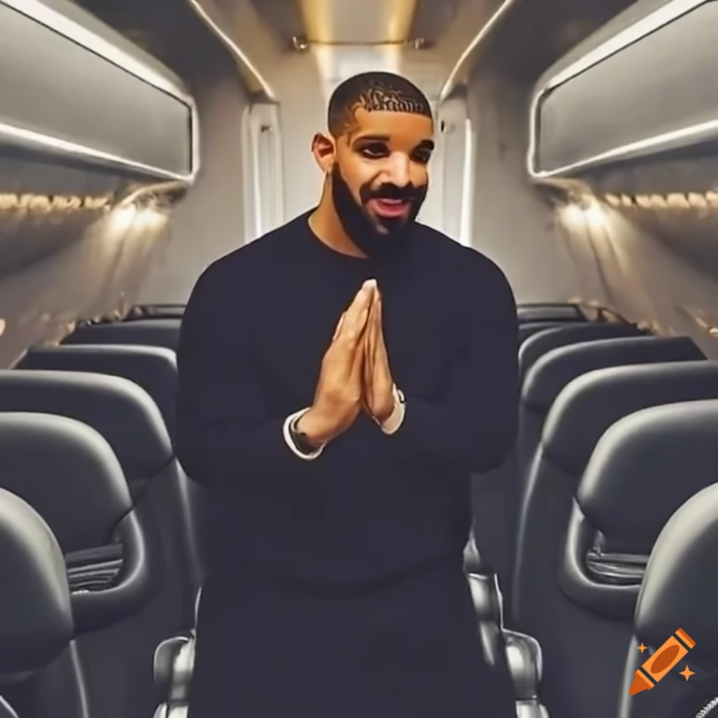 Image of drake clapping inside a plane on Craiyon