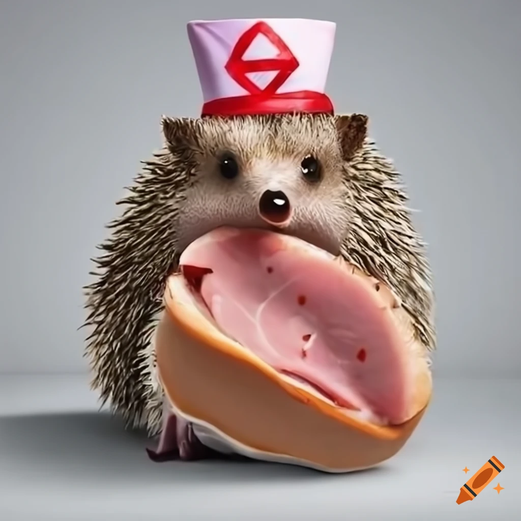 Baked ham dressed as a nurse with a hedgehog friend on Craiyon