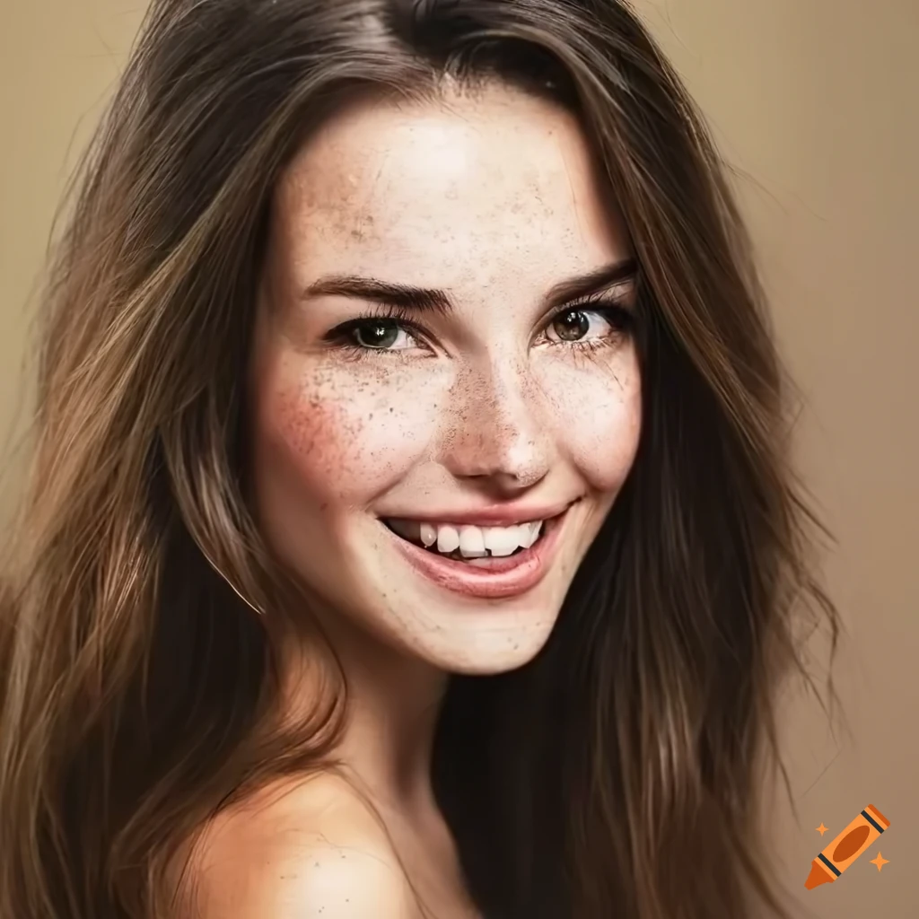 Portrait of a beautiful young woman with freckles