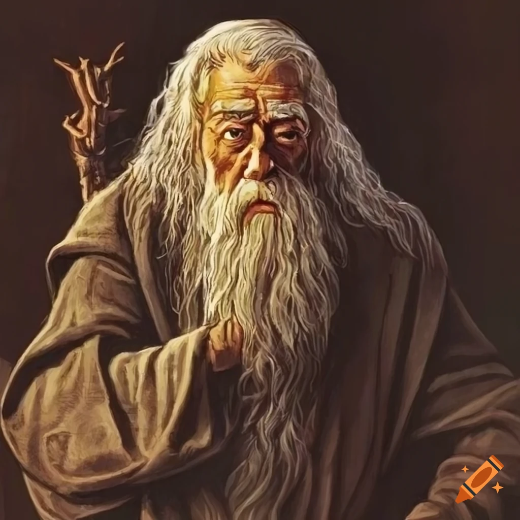 Merlin Gandalf from the graphic novel Noir by Norman Rockwell on Craiyon
