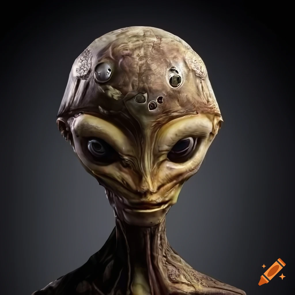 Photorealistic depiction of an alien in military uniform