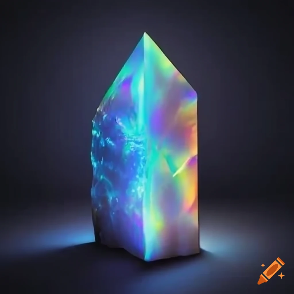 Artistic depiction of a man exploring a luminous monolith inside a ...