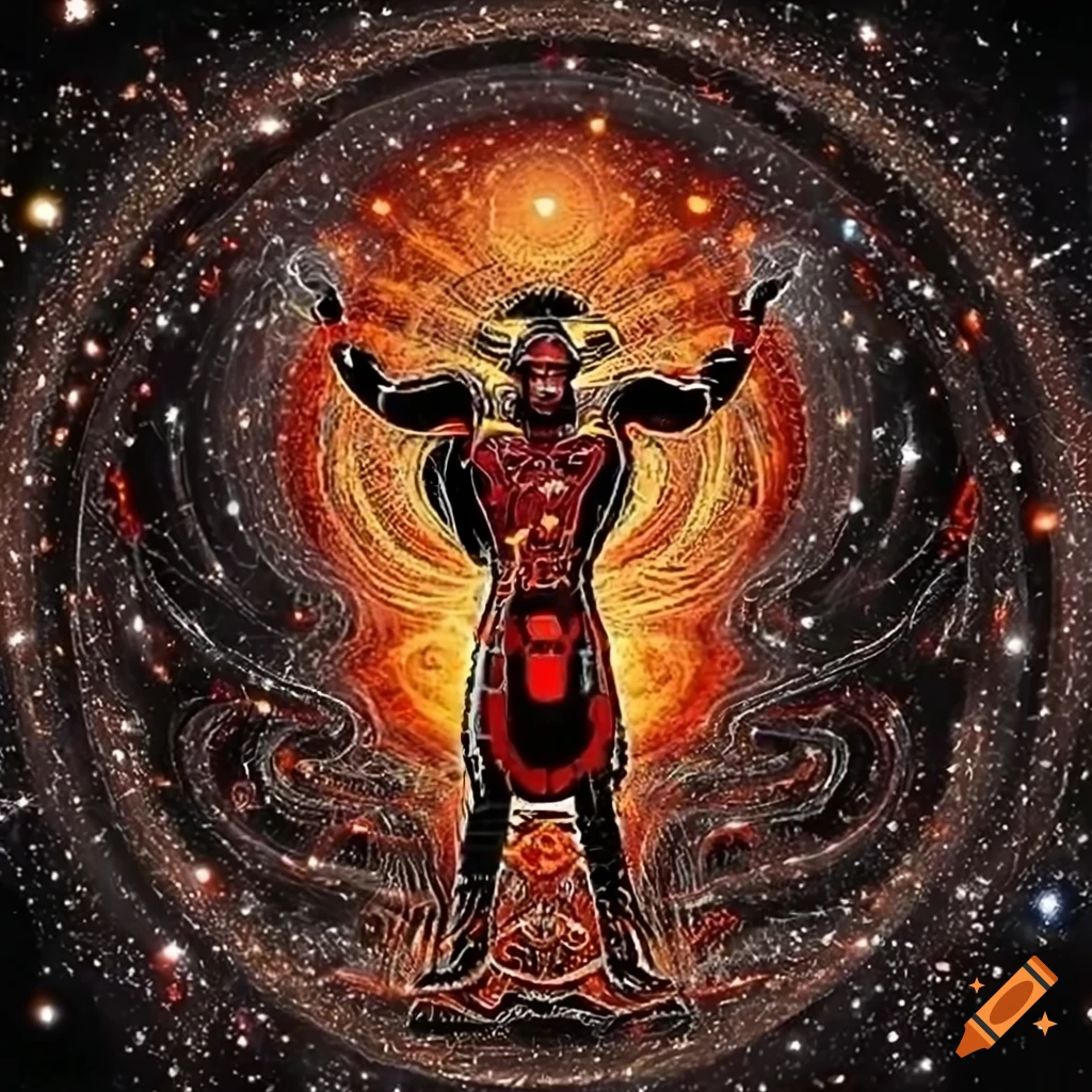 Image of an African trickster God in black and red on Craiyon