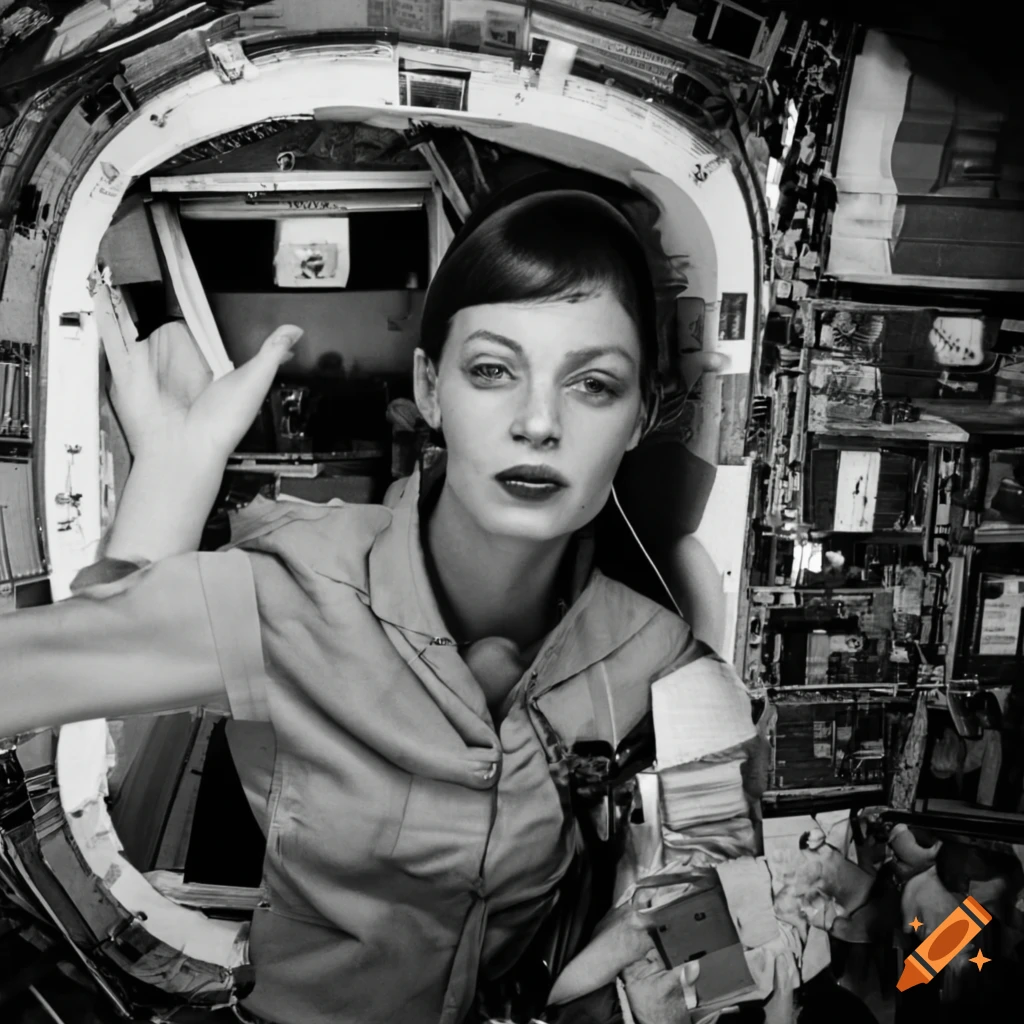 Walker evans inspired photograph of people in a space station on Craiyon