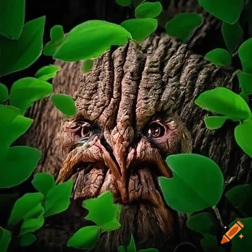 Hyper-realistic photo of a tree bark humanoid sculpture on Craiyon