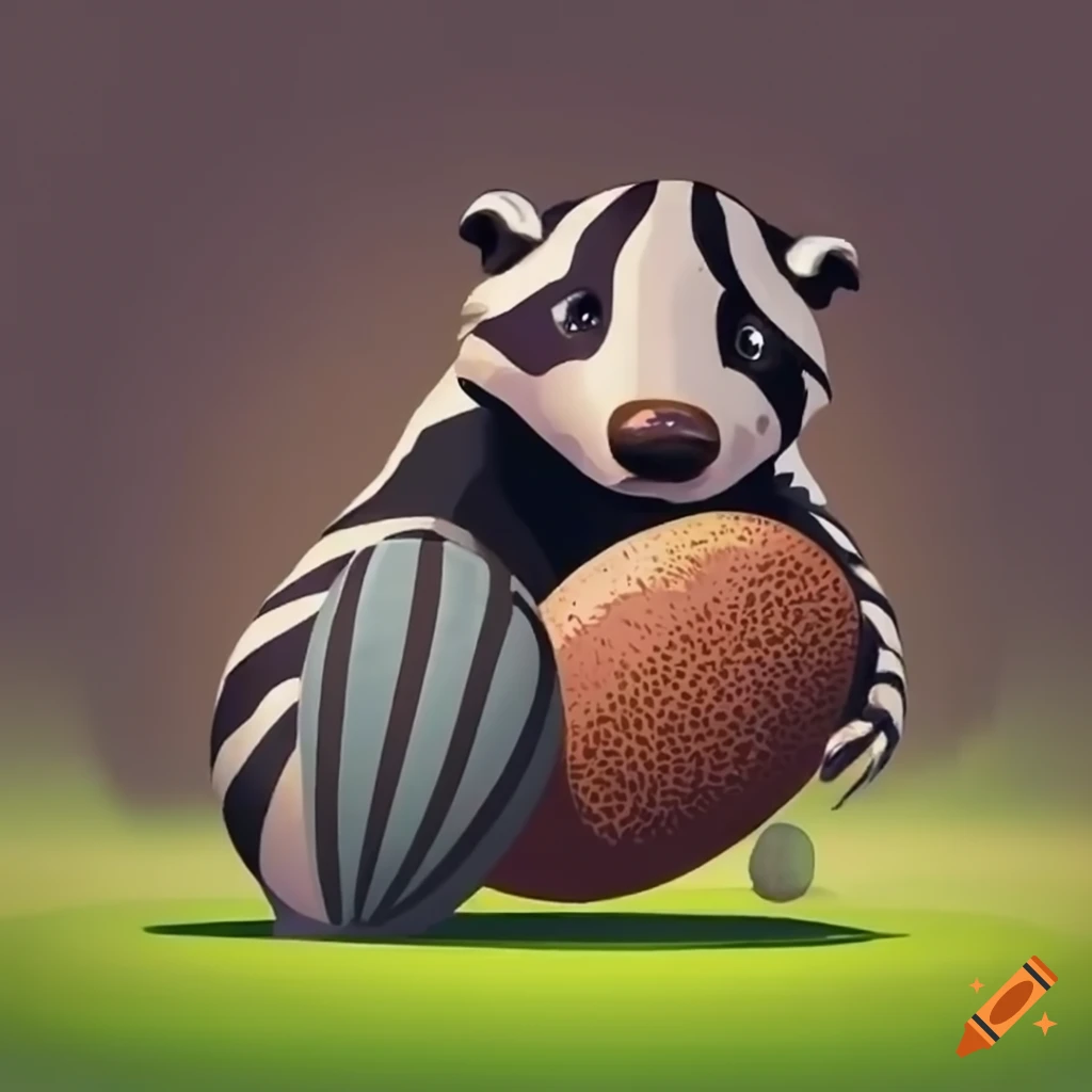 Zebra and badger playing rugby on Craiyon