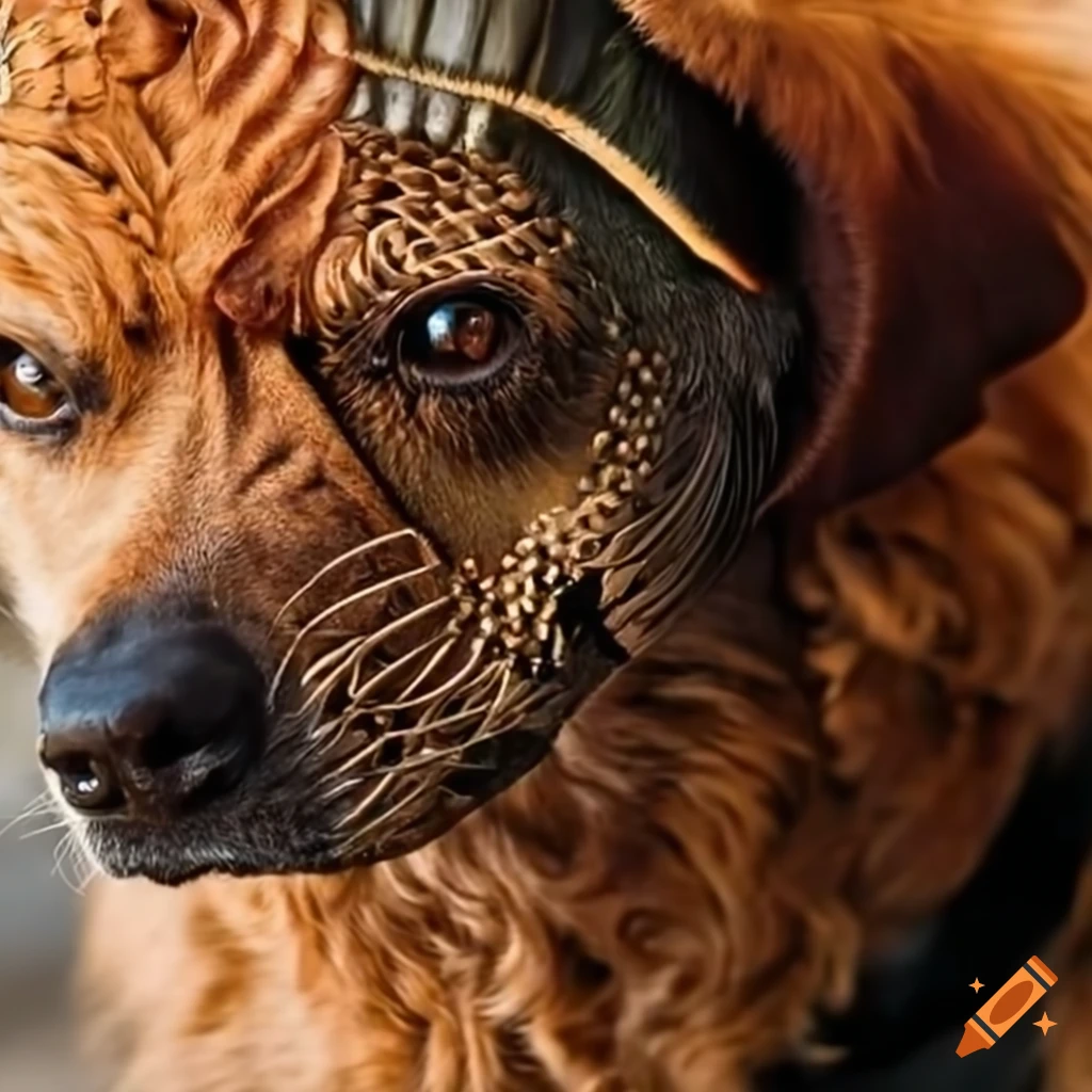 Fantasy dog wearing armor