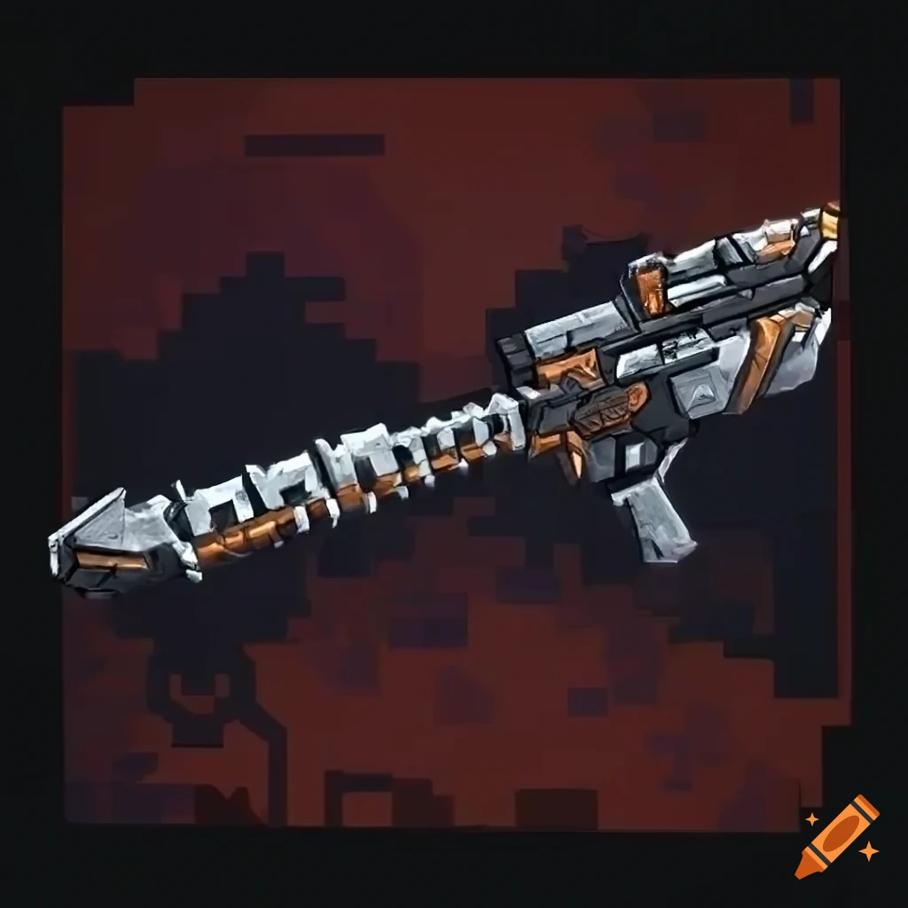 Concept art of modular weapon designs on Craiyon