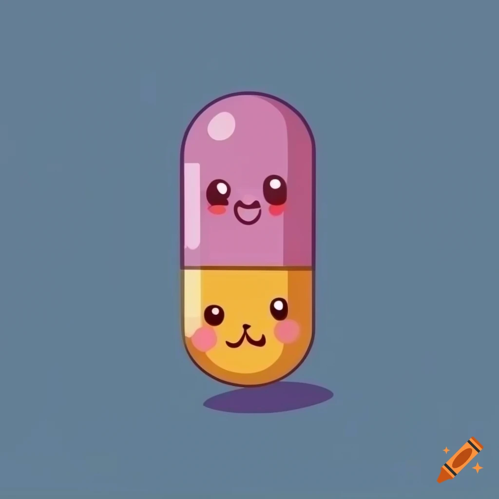 Cute 2d design of a pill capsule on Craiyon