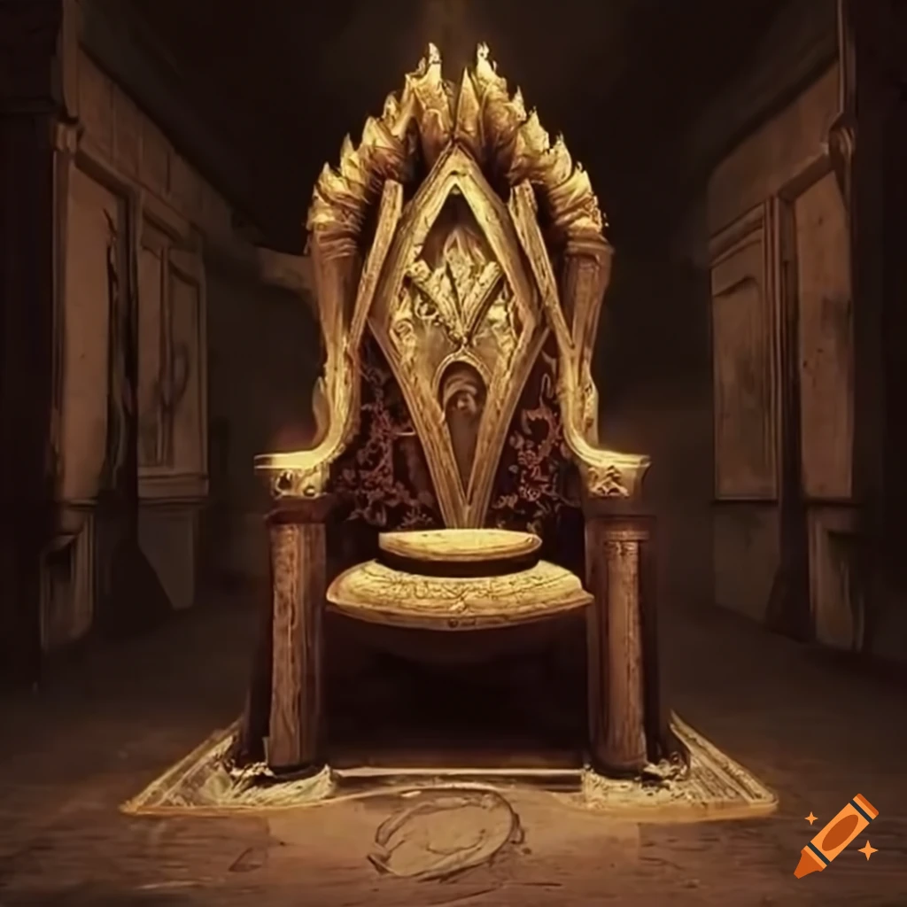 Abandoned throne in a decrepit town on Craiyon