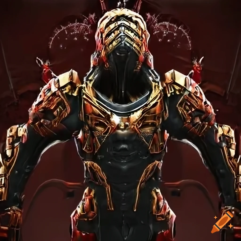 Intricate black and gold full body armour on Craiyon