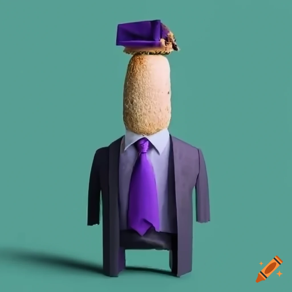 Surreal artwork of a person with a bread head on Craiyon