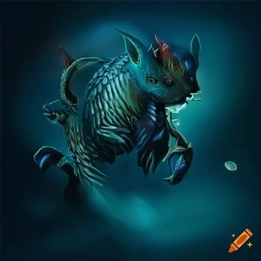 Oil painting of an elegant aquatic mythical creature