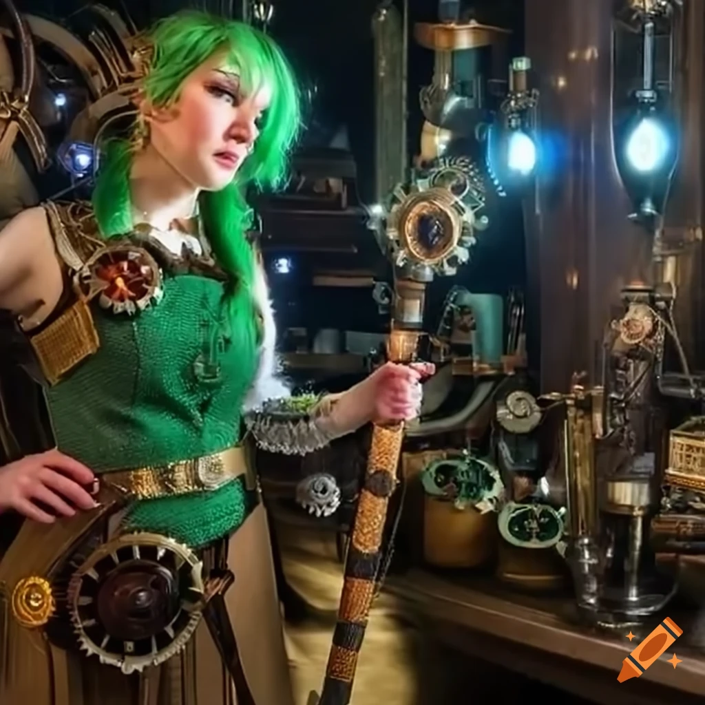 Steampunk laboratory with lady palutena's steampunk staff