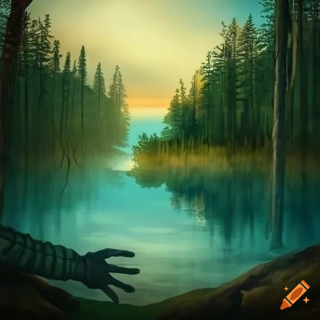 Fantasy artwork of excalibur emerging from a lake on Craiyon