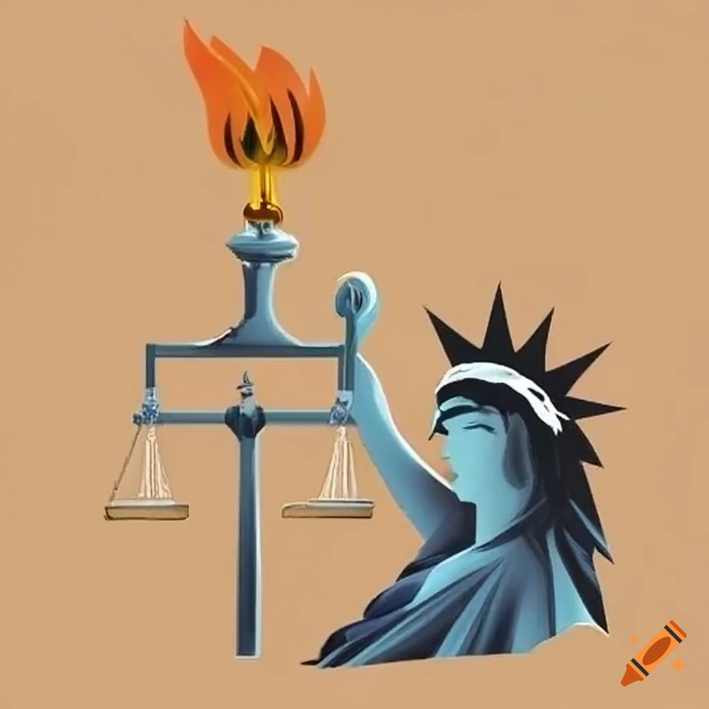 Representation of Lady Justice holding a torch on Craiyon