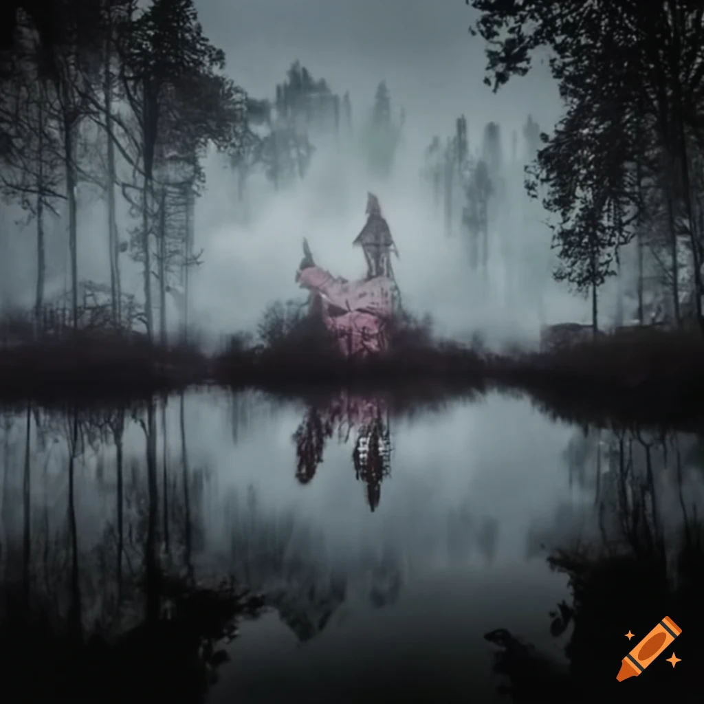 Aerial view of a magical and post-apocalyptic world on Craiyon