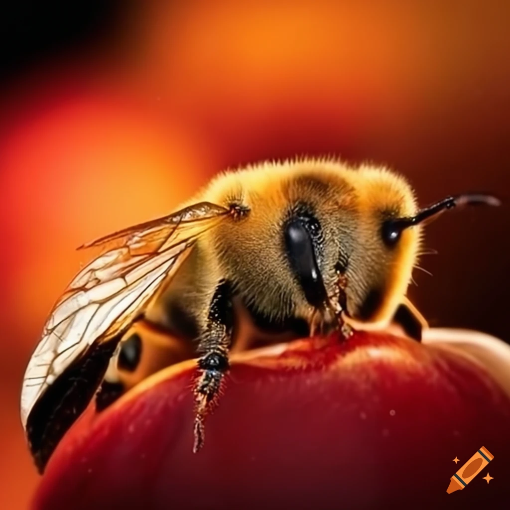 Image of an apple and a bee