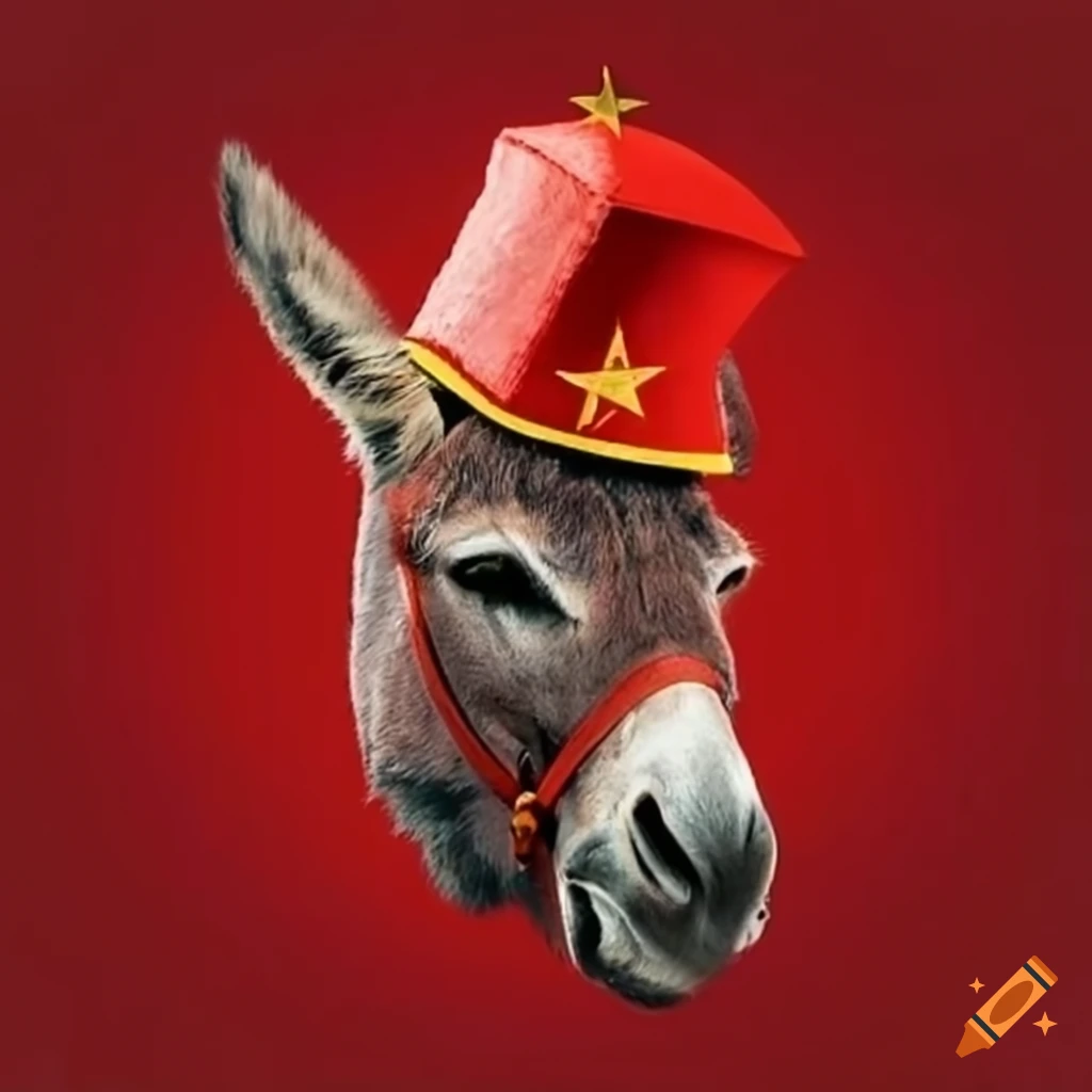 Donkey with a red star hat representing soviet union on Craiyon