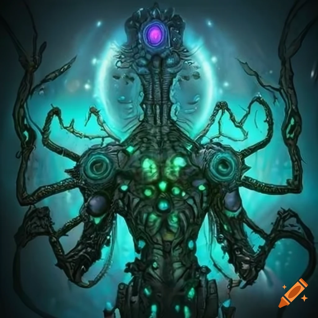 Cosmic insectoid with cybernetic enhancements on Craiyon