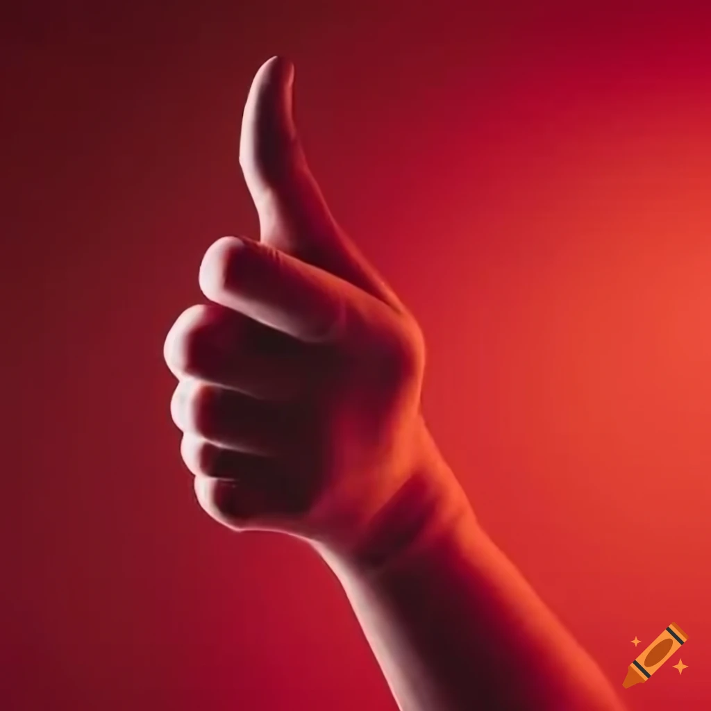 Thumbs up gesture with a human hand on white background on Craiyon