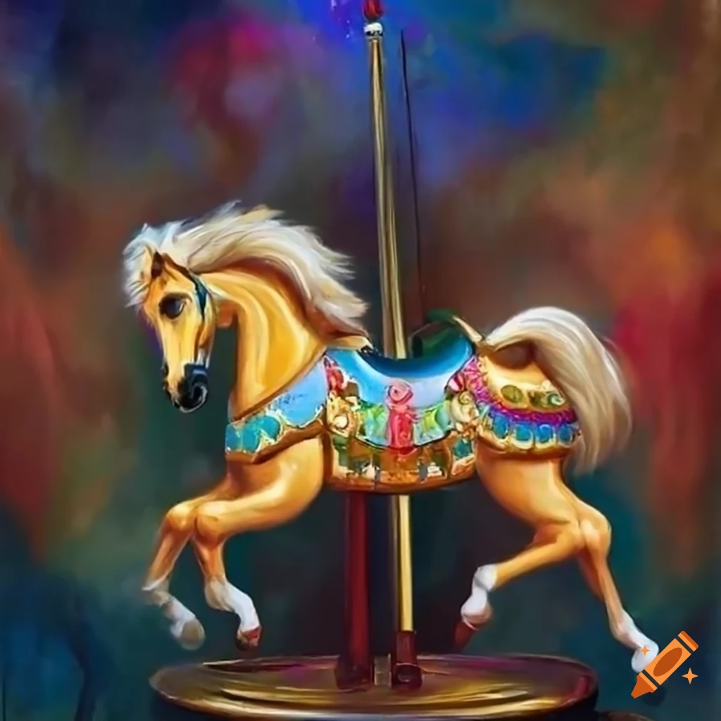 Vibrant victorian carousel with majestic horses on Craiyon