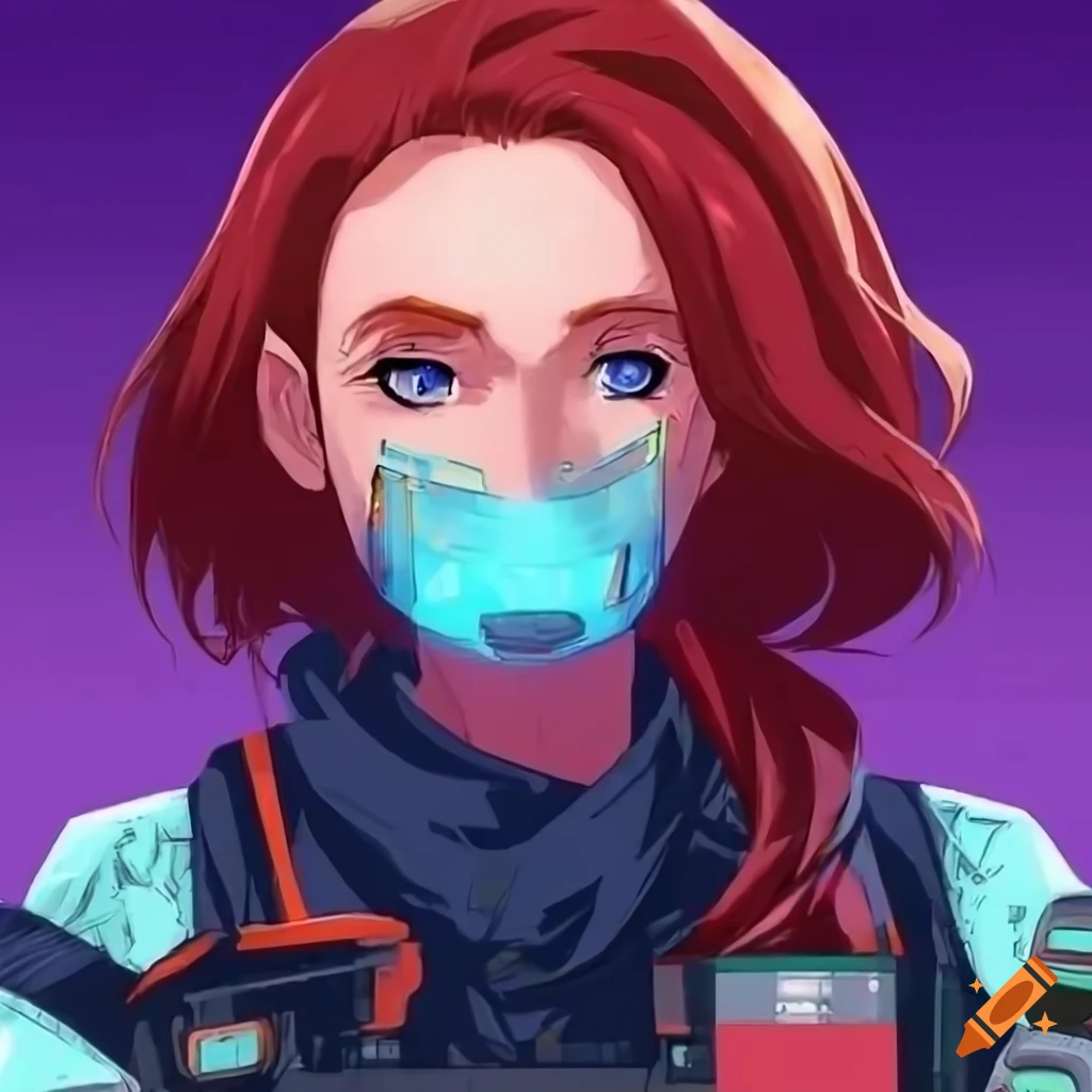 Redheaded woman repairing computer on spaceship