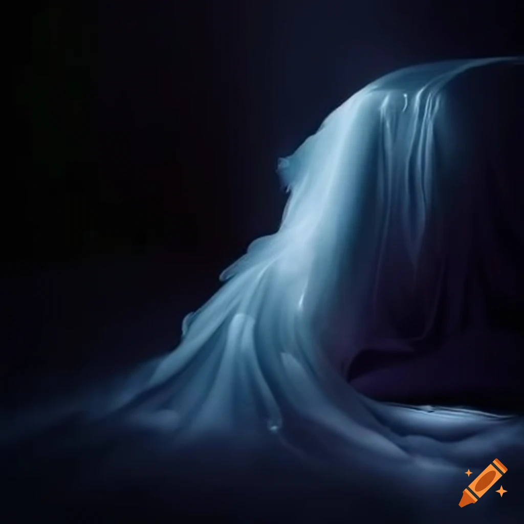 Silk sheets flowing into a water abyss on Craiyon