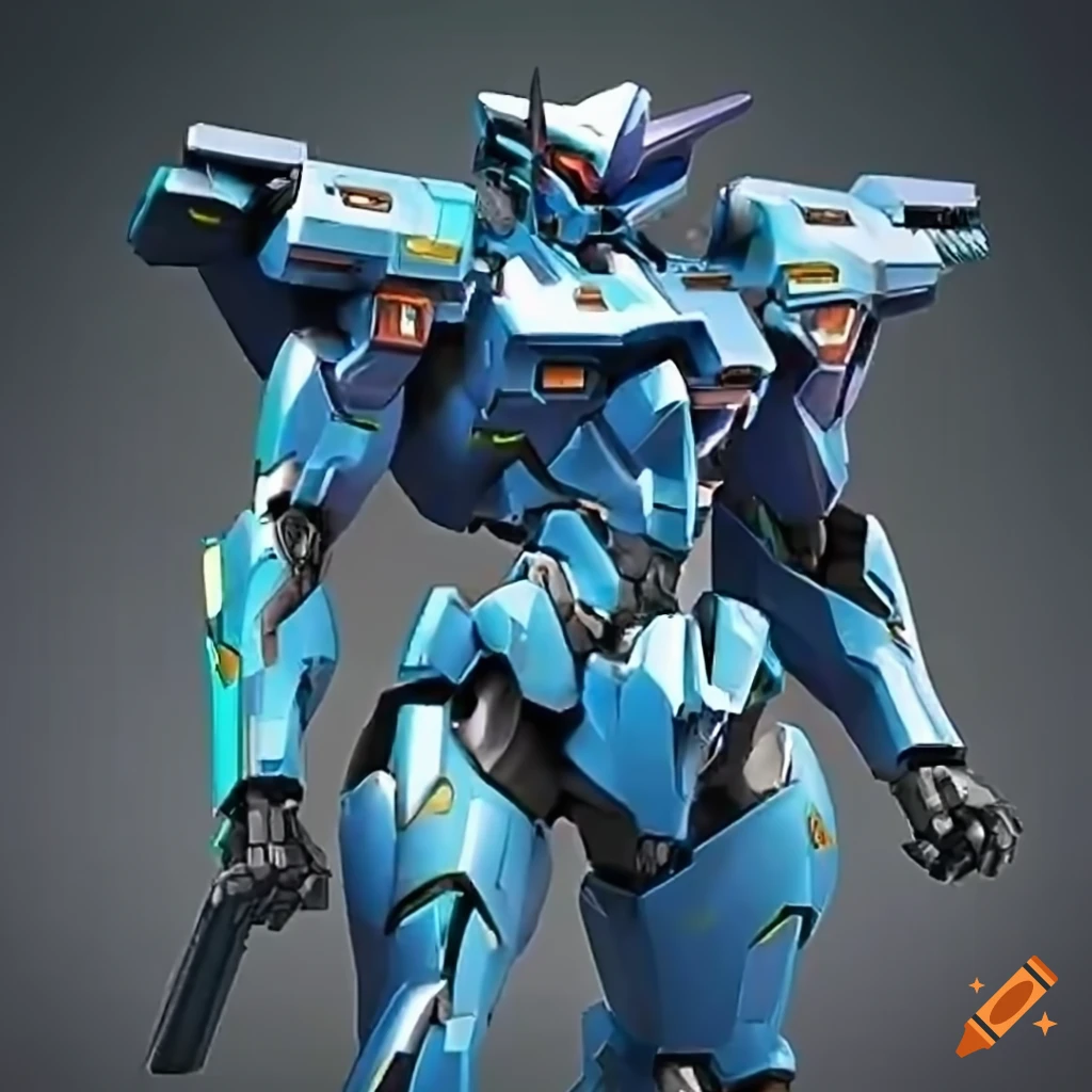 Neon-colored mecha with bulbous cockpit and curved armor plating on Craiyon