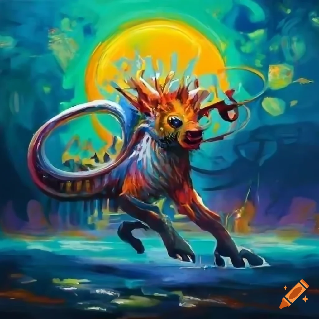 Oil painting of an elegant aquatic mythical creature on Craiyon