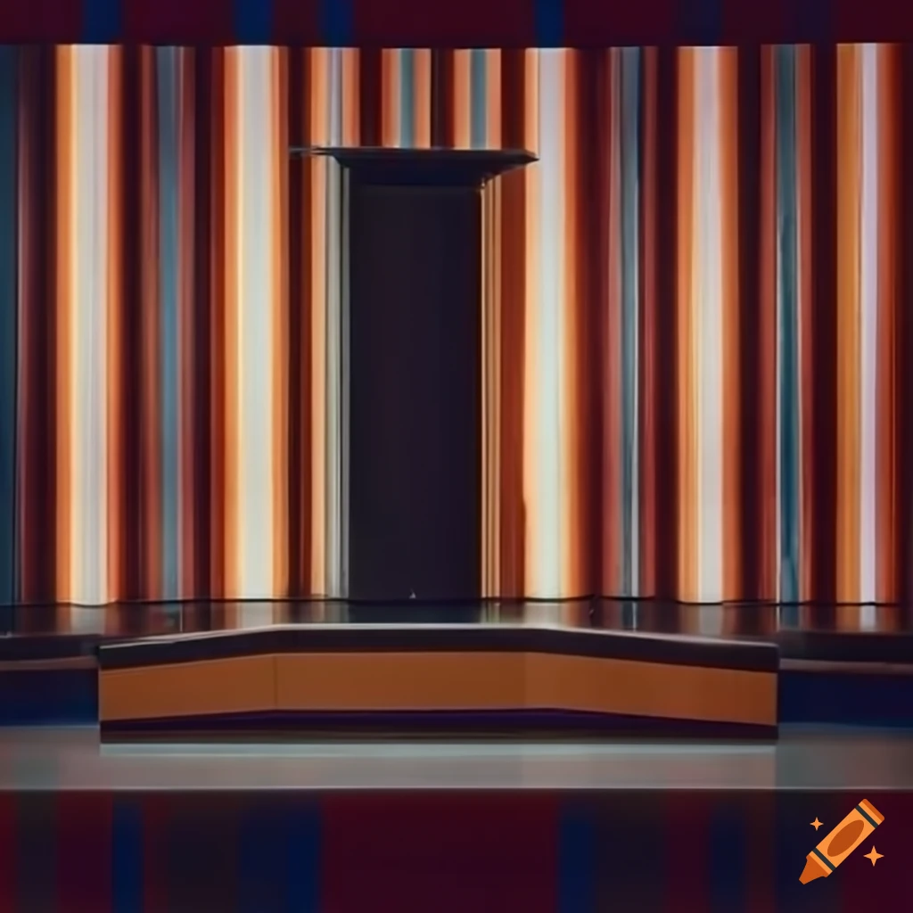 1970s tv variety show stage with retro pattern background
