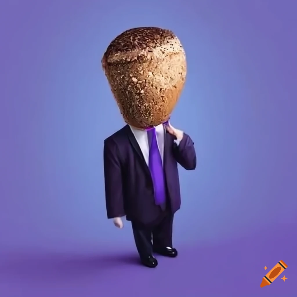 Surreal artwork of a person with a bread head
