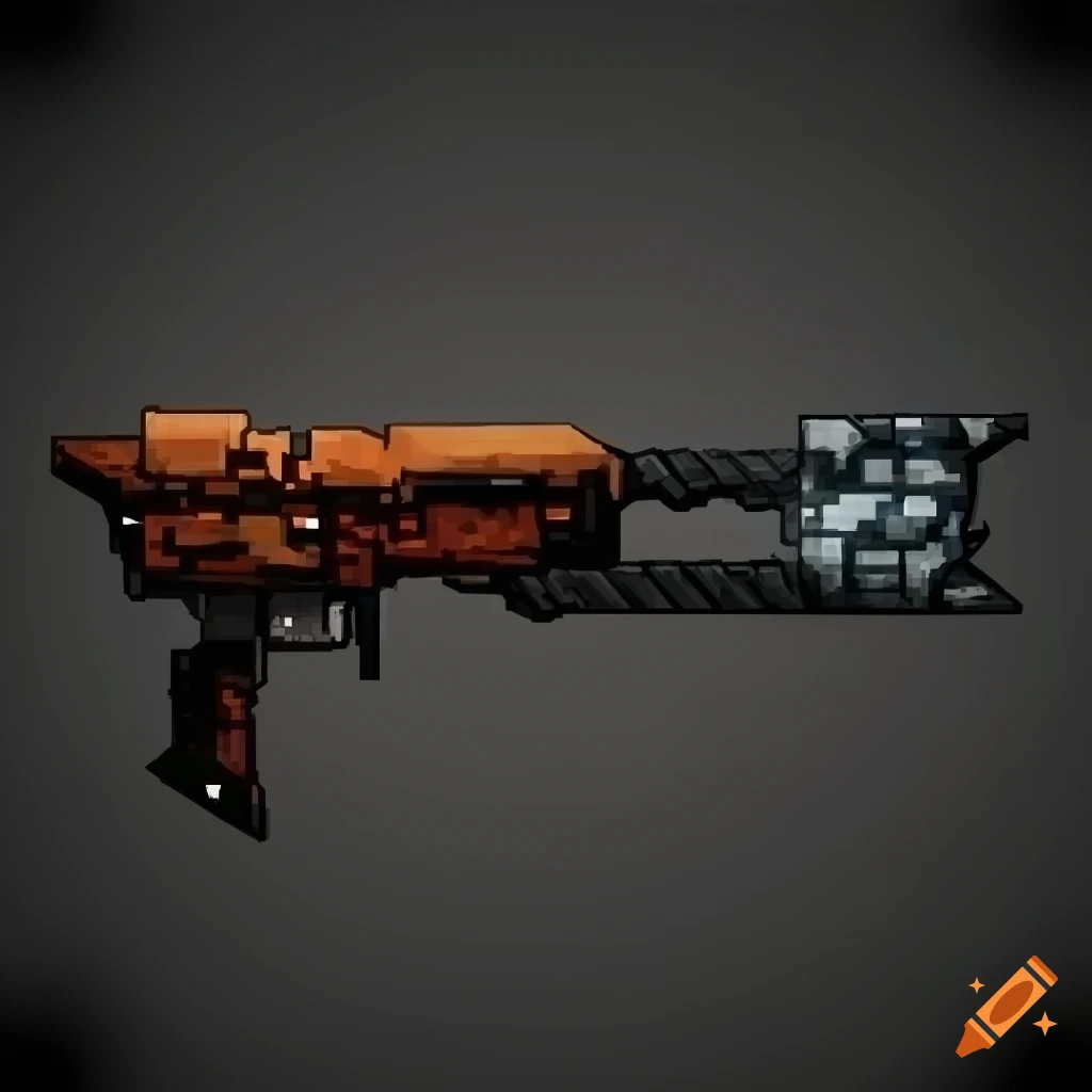 Concept art of modular weapon designs on Craiyon