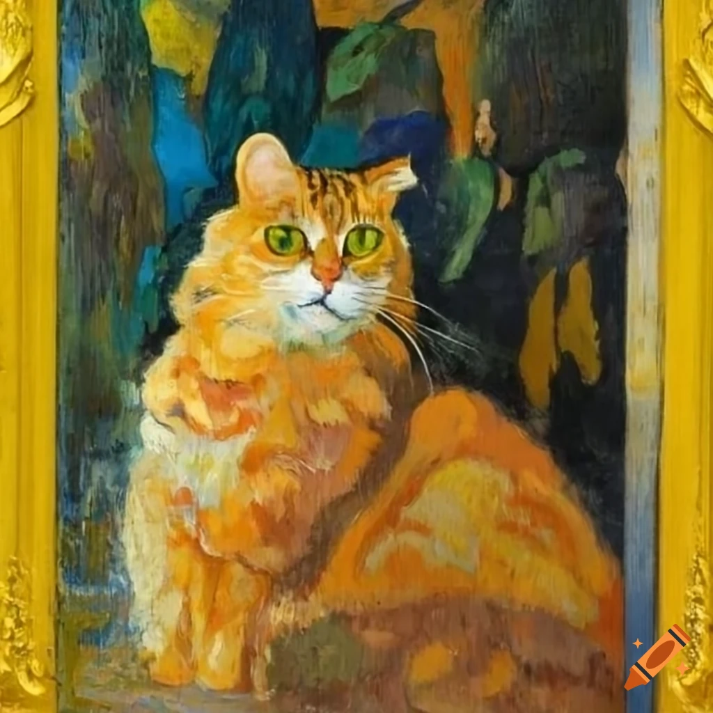 Oil painting of a golden cat in the garden on Craiyon