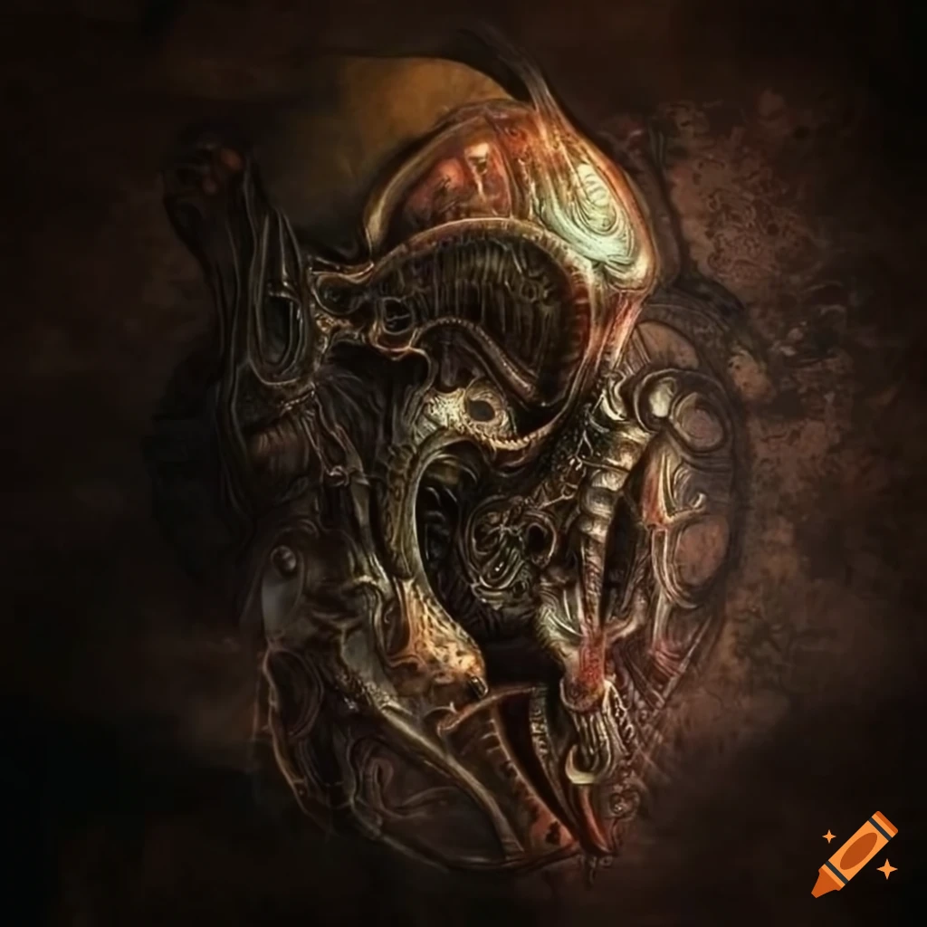 Intricate dark fantasy art of bioorganic circuitry on Craiyon