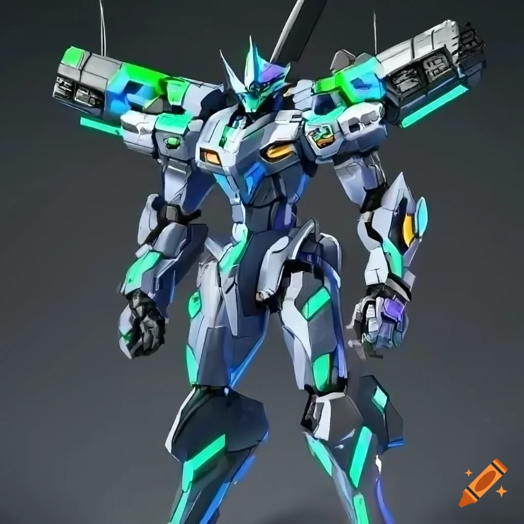 Black mecha with curved armor and neon accents on Craiyon