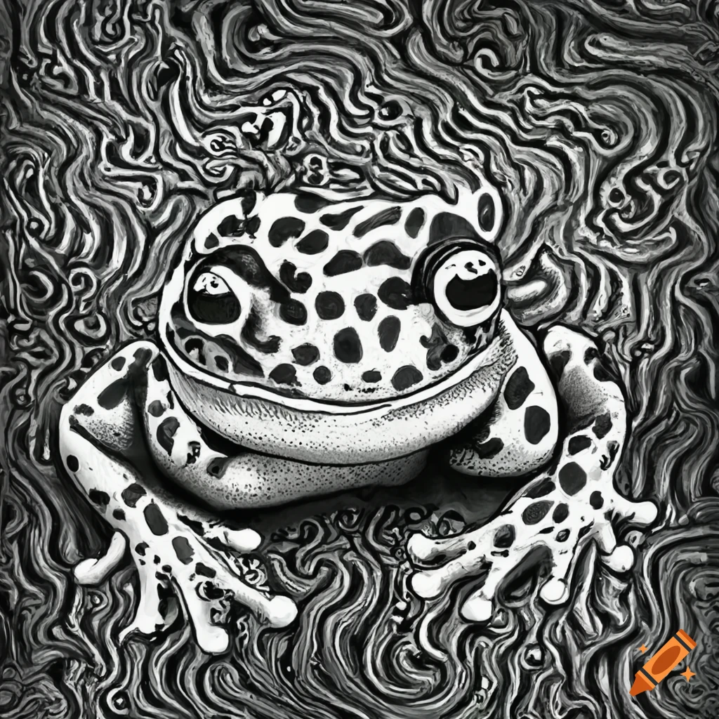 Artistic depiction of a trippy frog