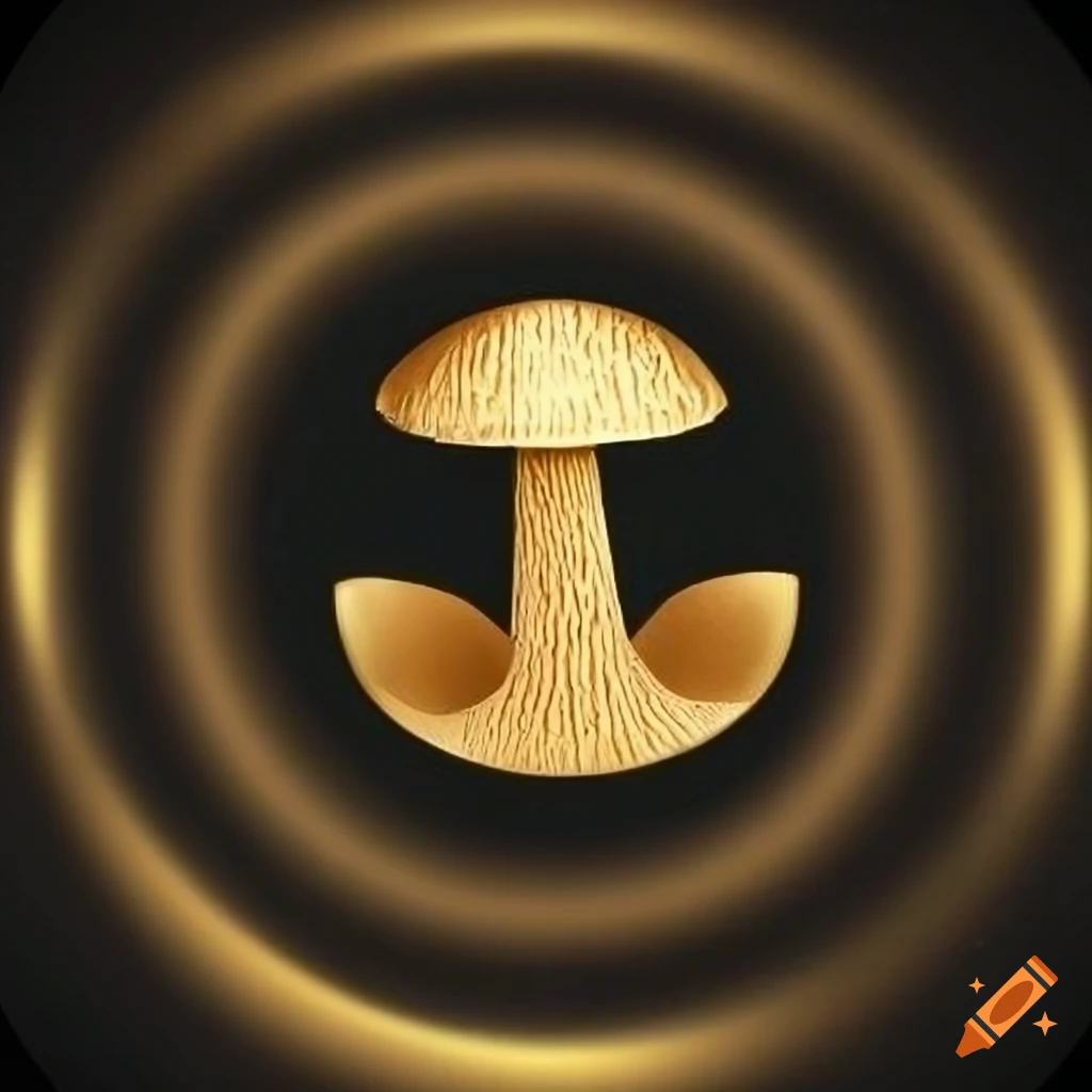 Black and golden mushroom logo enclosed in a gold zen circle on Craiyon