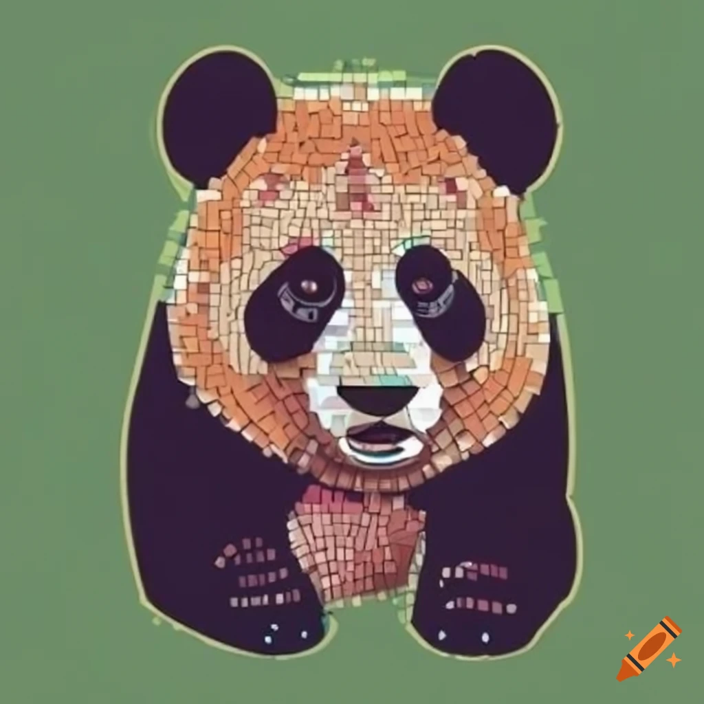 Pop art mosaic of a panda bear on Craiyon