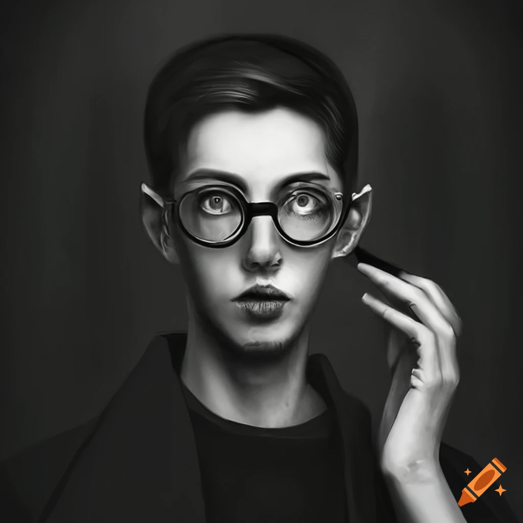 Surreal art of a handsome man hushing