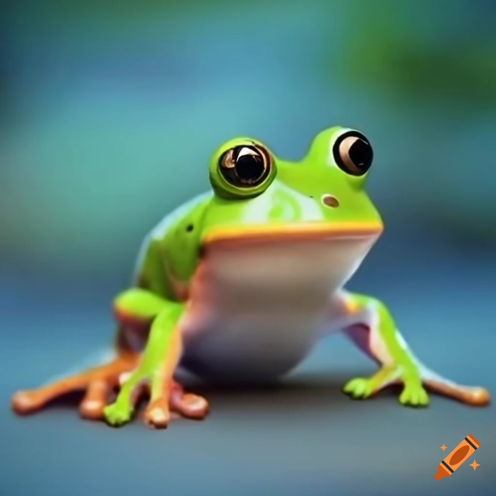 Adorable frog hugging a heart surrounded by colorful flowers in high ...