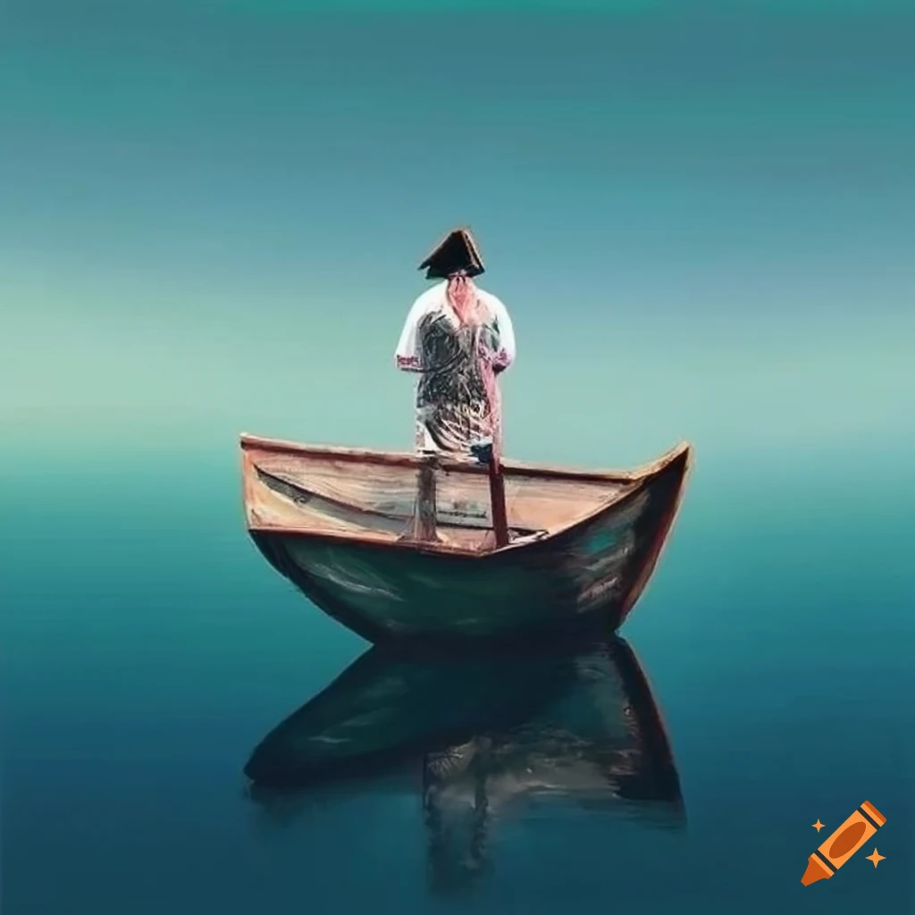 Artwork of a melancholic boat with human-like features on Craiyon