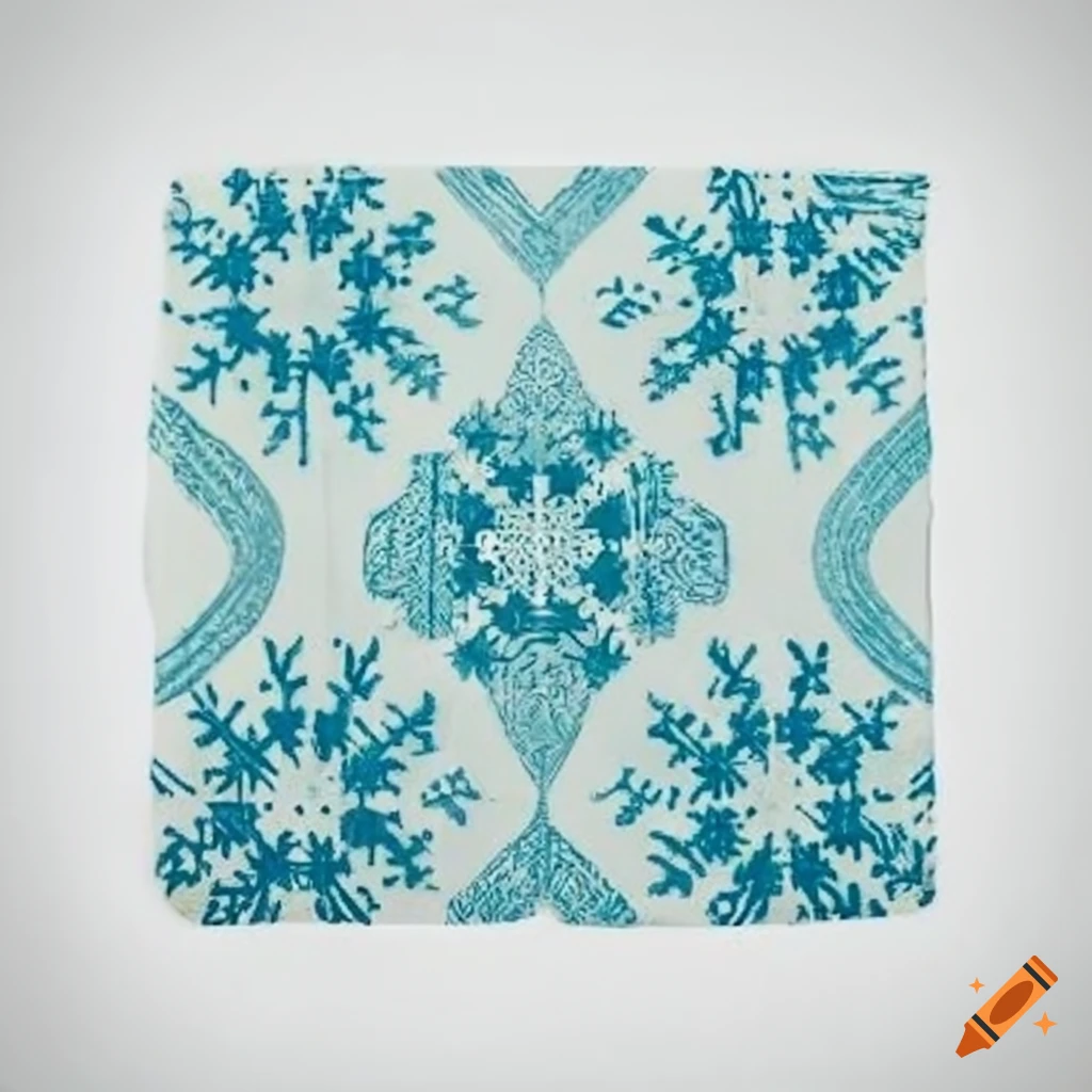Snowflake tablecloth with block print design