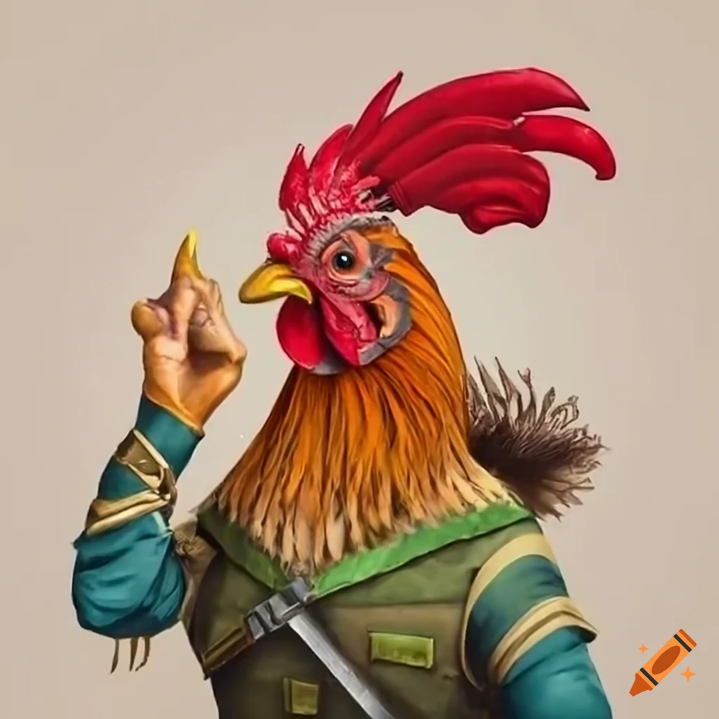 Image of a rooster dressed as a soldier on Craiyon